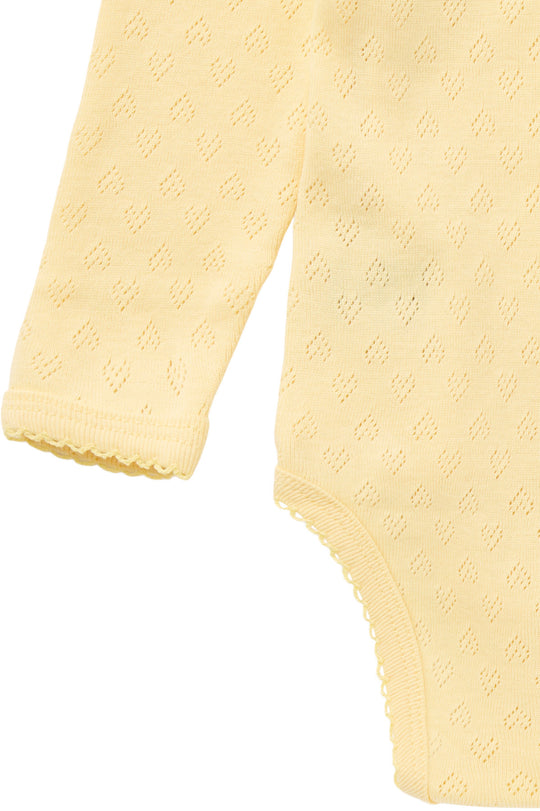 HJERTE BODYSTOCKING M. SKRÅLUKNING - PALE YELLOW – COPENHAGENCOLORS-DK